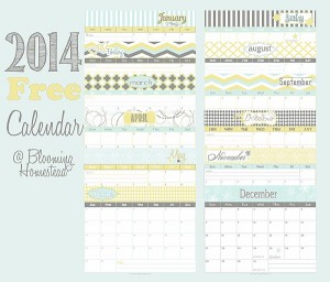 14 Free 2014 Printable Monthly Calendars - TheSuburbanMom