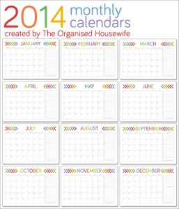 14 Free 2014 Printable Monthly Calendars - TheSuburbanMom