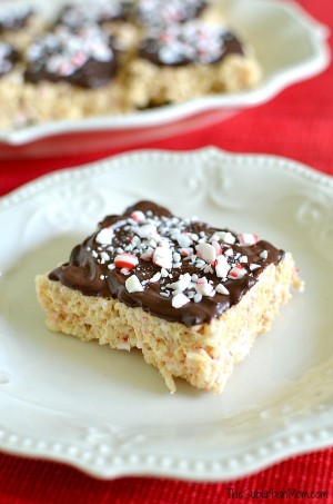 Chocolate Candy Cane Rice Krispies Treats
