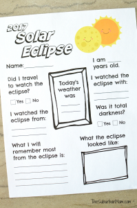2017 Solar Eclipse Worksheet Printable - The Suburban Mom