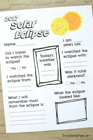 2017 Solar Eclipse Worksheet Printable - The Suburban Mom