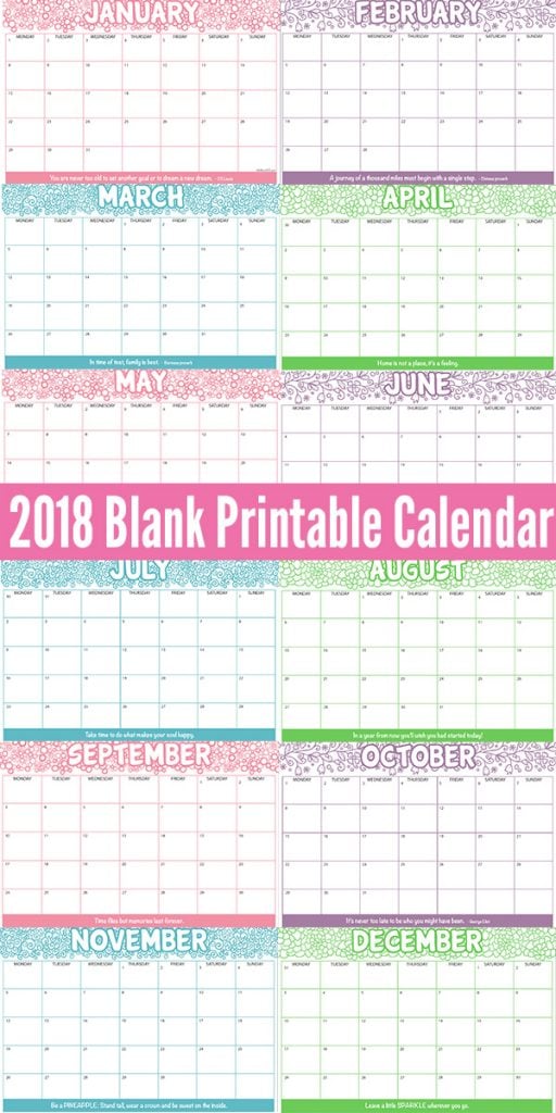 Free 2018 Calendar Printable For Download - The Suburban Mom