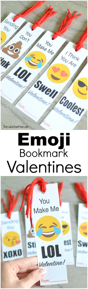 Emoji Bookmark Valentine's Day Cards Free Printable - The Suburban Mom