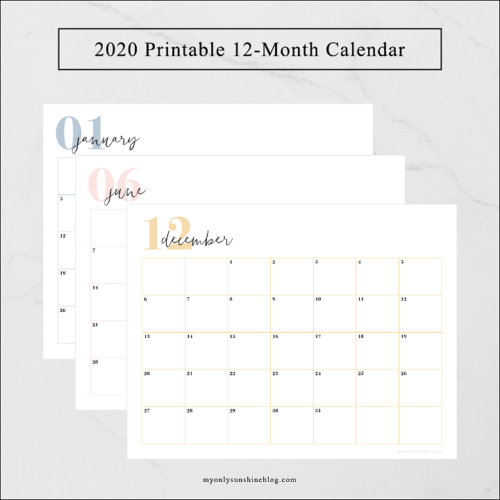 20 Free Printable 2020 Calendars - The Suburban Mom