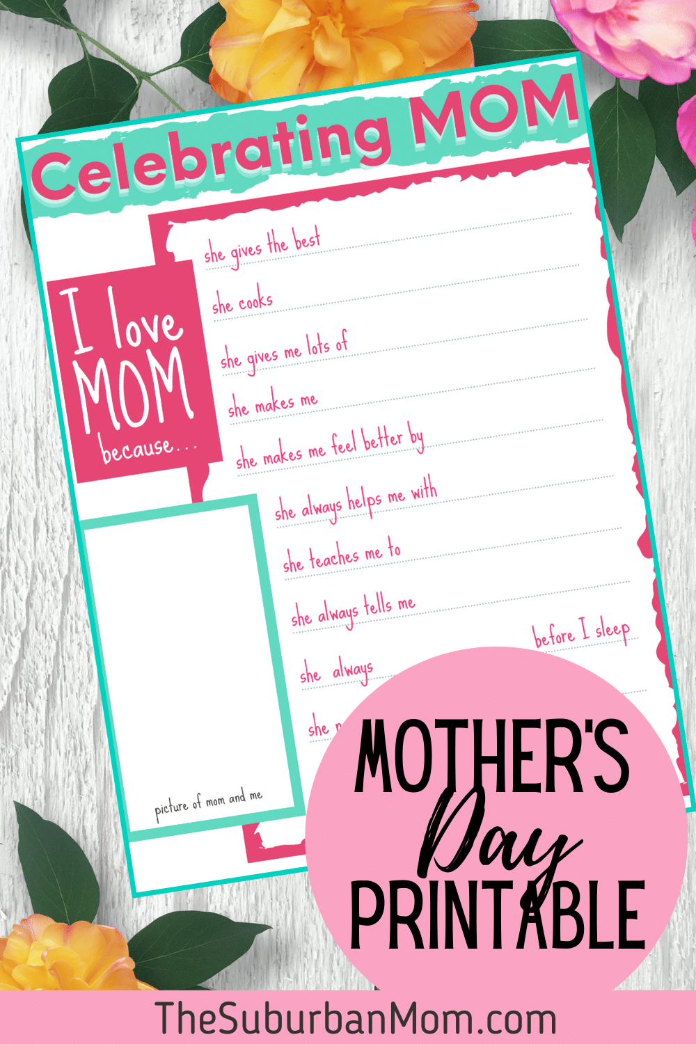 Free Mother's Day Kids Printable - I Love My Mom Because...